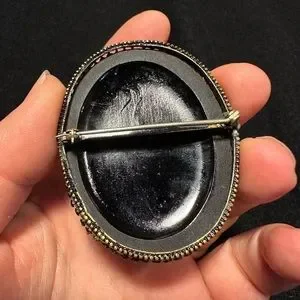 Jewelry | Vintage Black Cameo Bakelite Brooch Victorian Lady On The ...